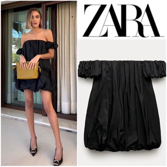 Zara | Dresses | Zara Voluminous Taffeta Dress Zw Collection Size M New ...